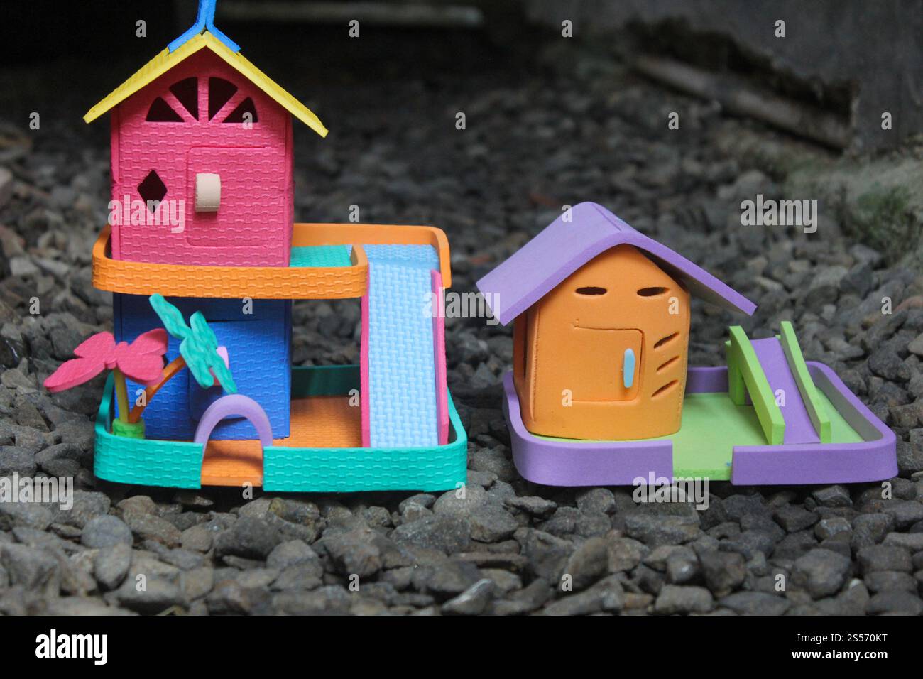 Coloful cardboard house miniature toy Stock Photo - Alamy