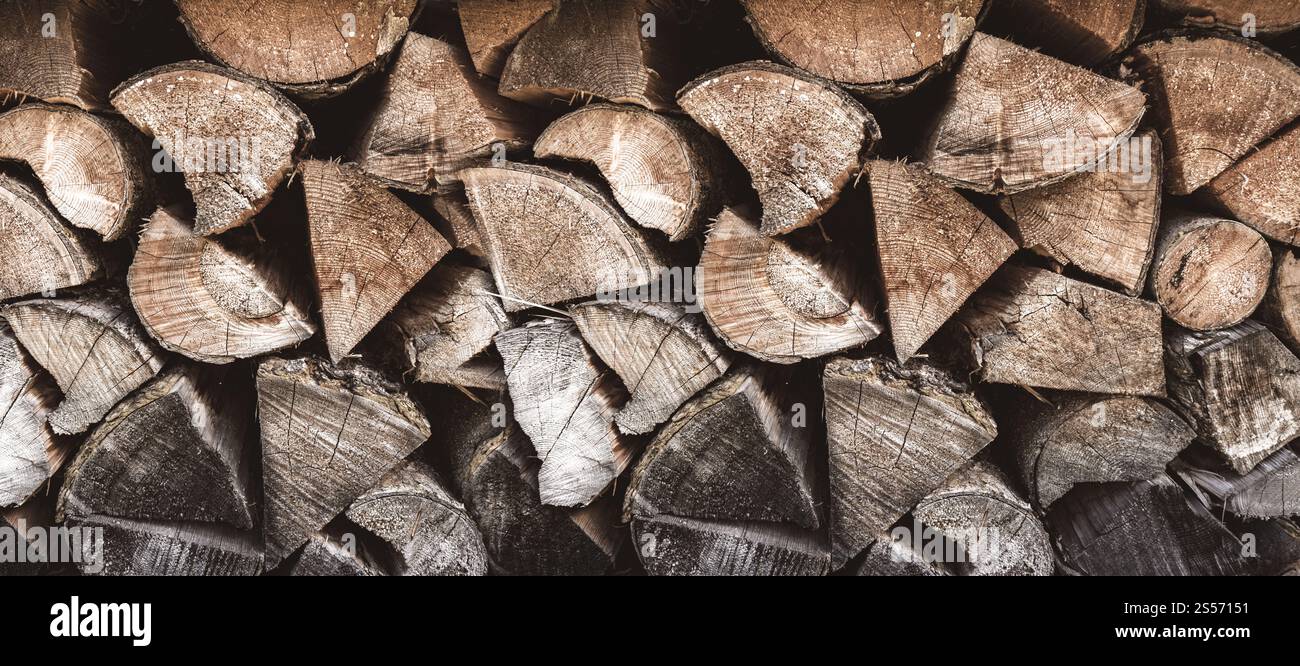 Wood pile background texture. Horizontal banner wallpaper Stock Photo ...
