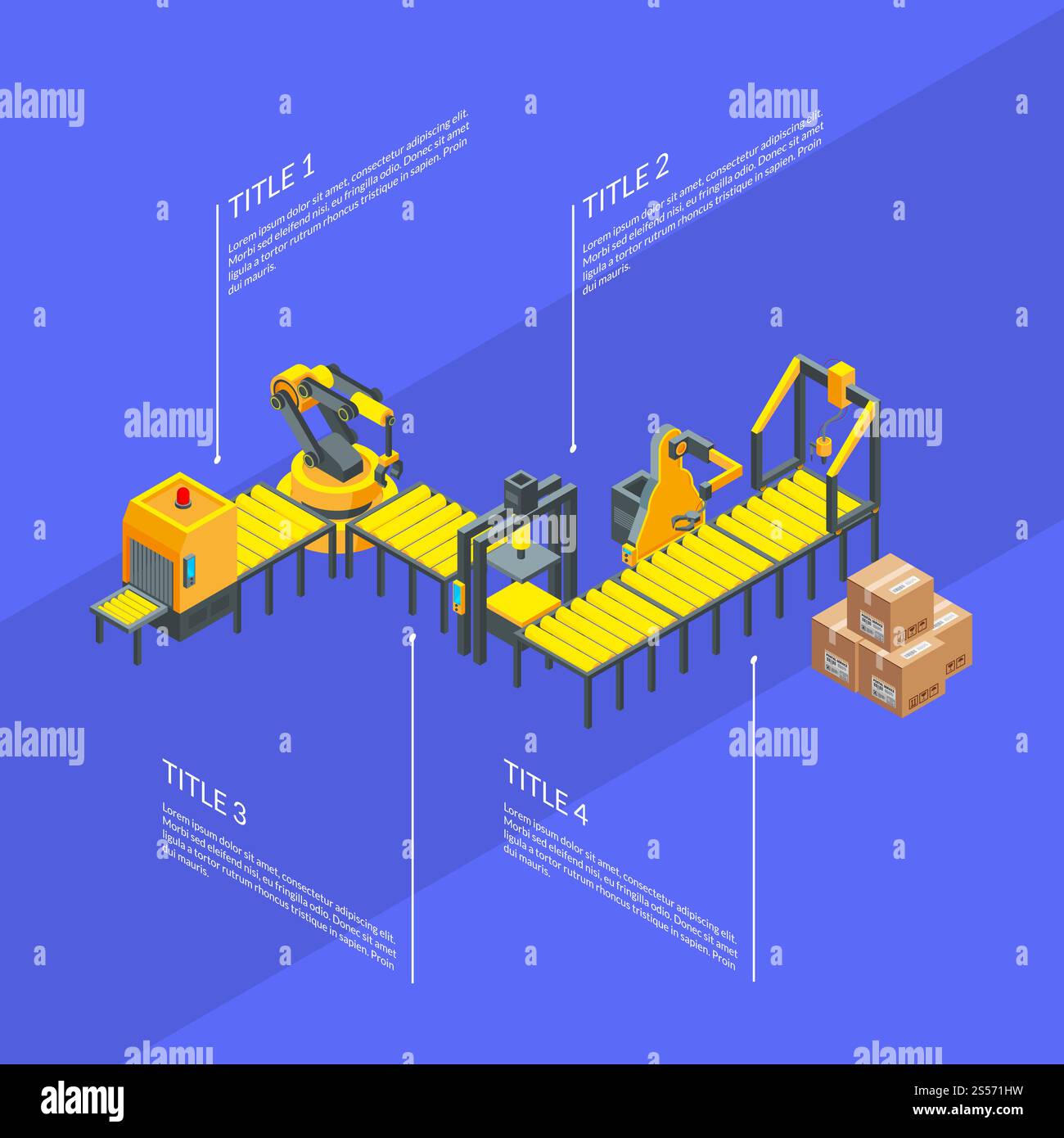 Poster with vector isometric conveyor elements infographics production ...