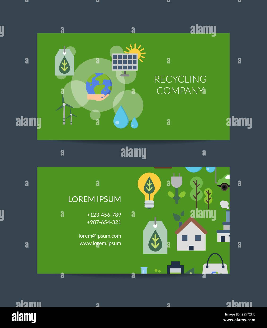 Vector business card template for recycling or reduce waste green ...