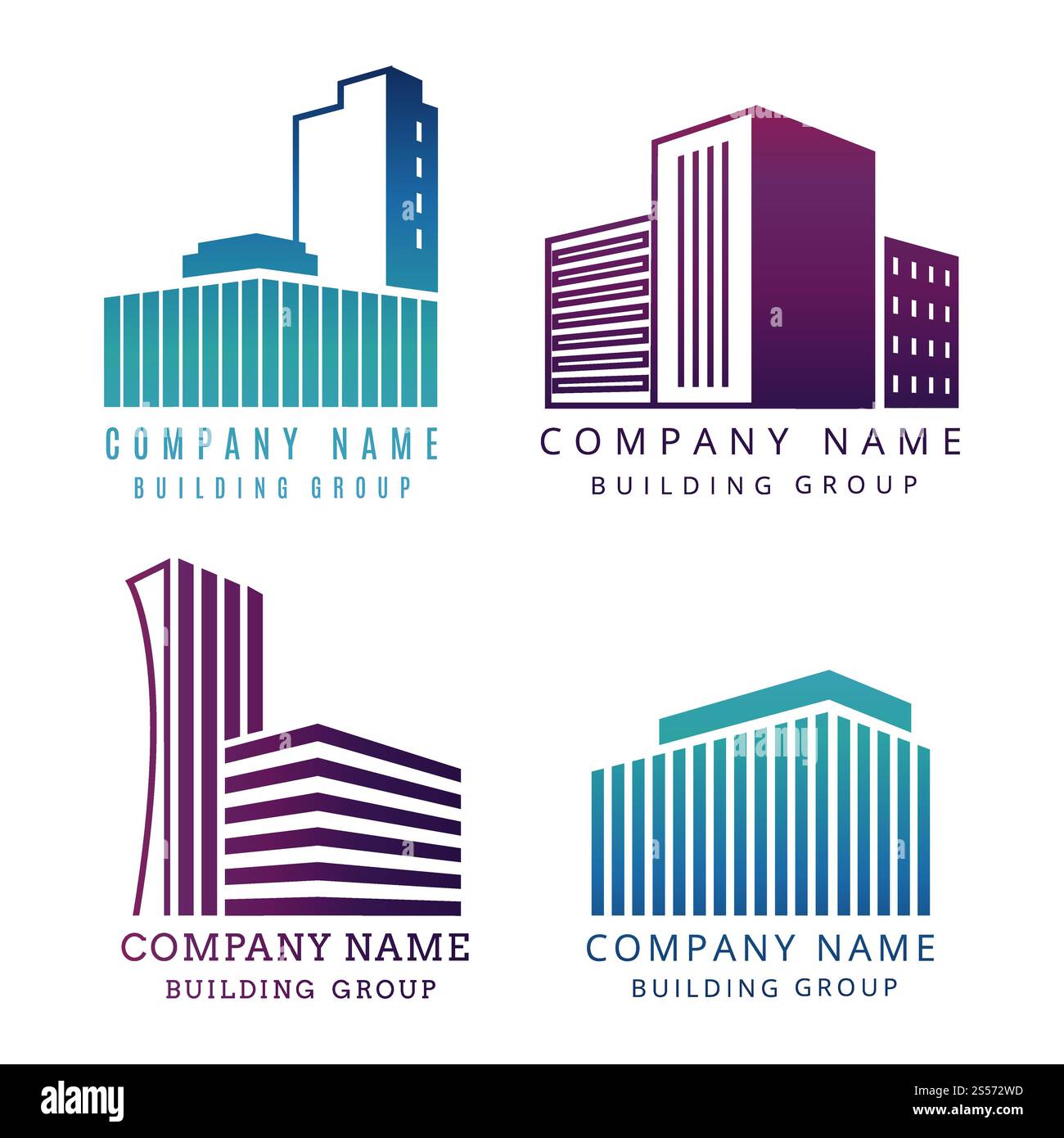 Real estate, construction company logo set isolated on white background ...