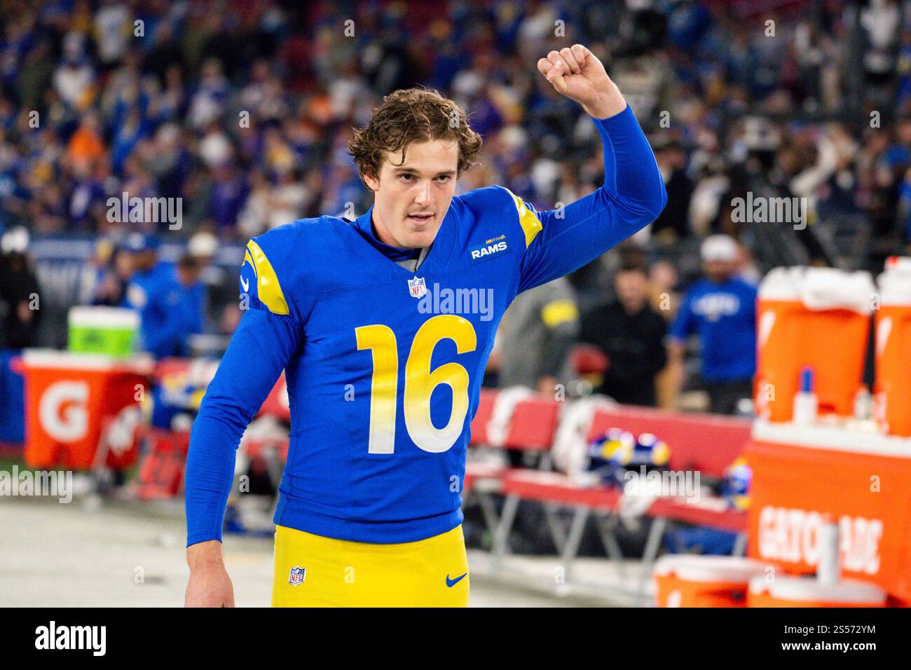 Los Angeles Rams place kicker Joshua Karty (16) celebrates after ...