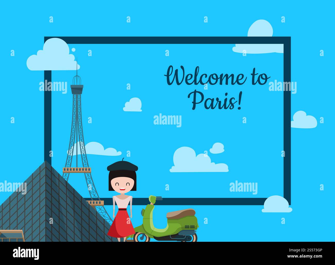 Paris background. Vector cartoon France sights and objects background ...