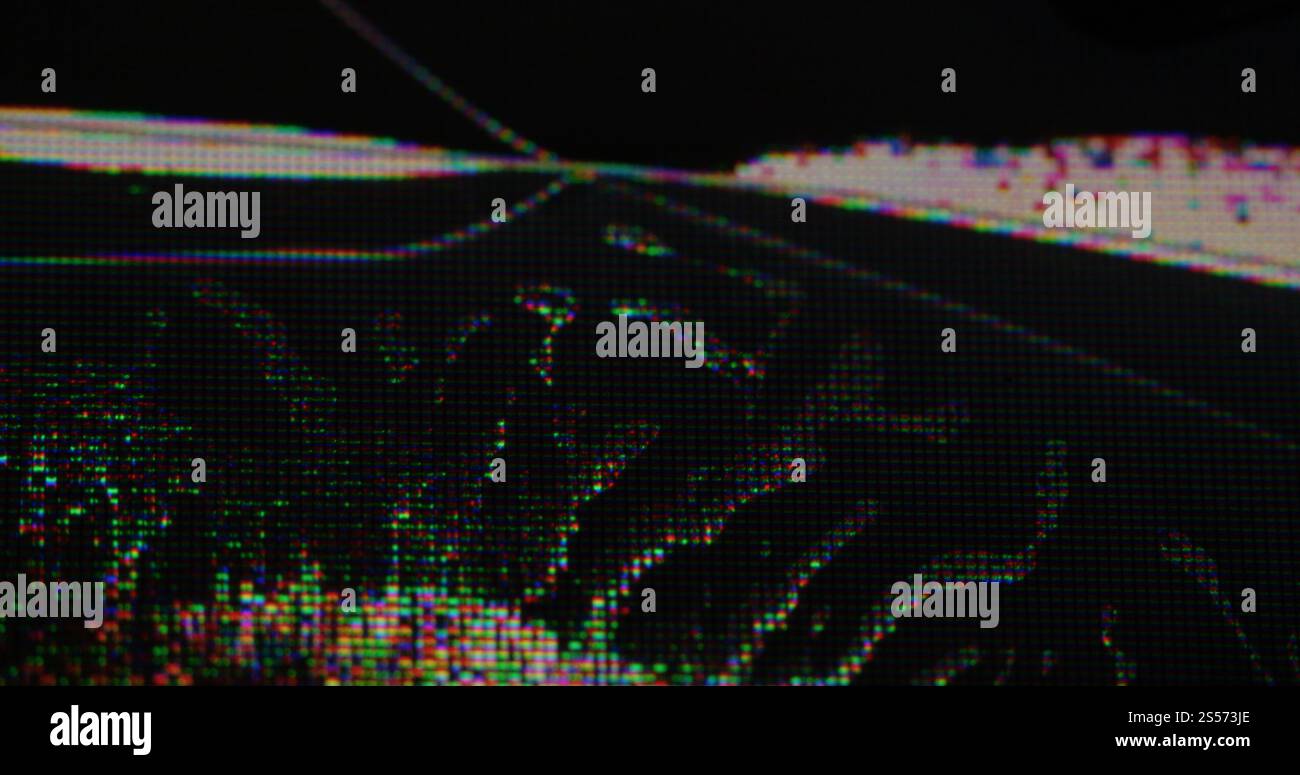 Broken television. Defective screen. Overlay glitch crack in glass ...