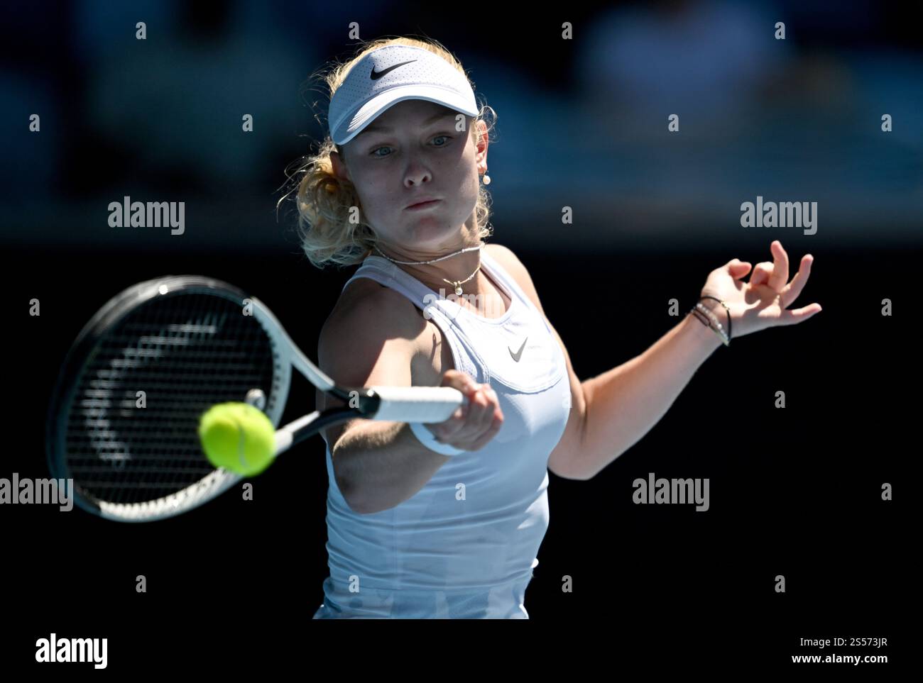 Emerson Jones of Australia returns during her round 1 match against ...