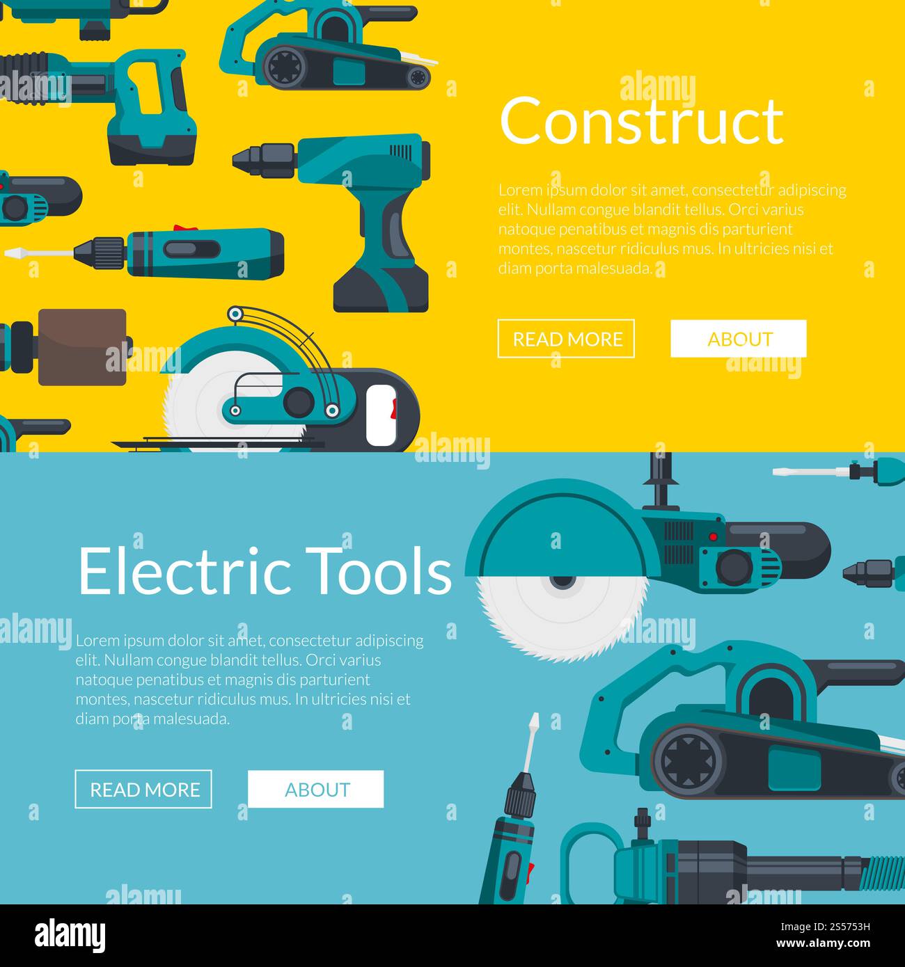 Vector horizontal web banners poster illustration with electric ...
