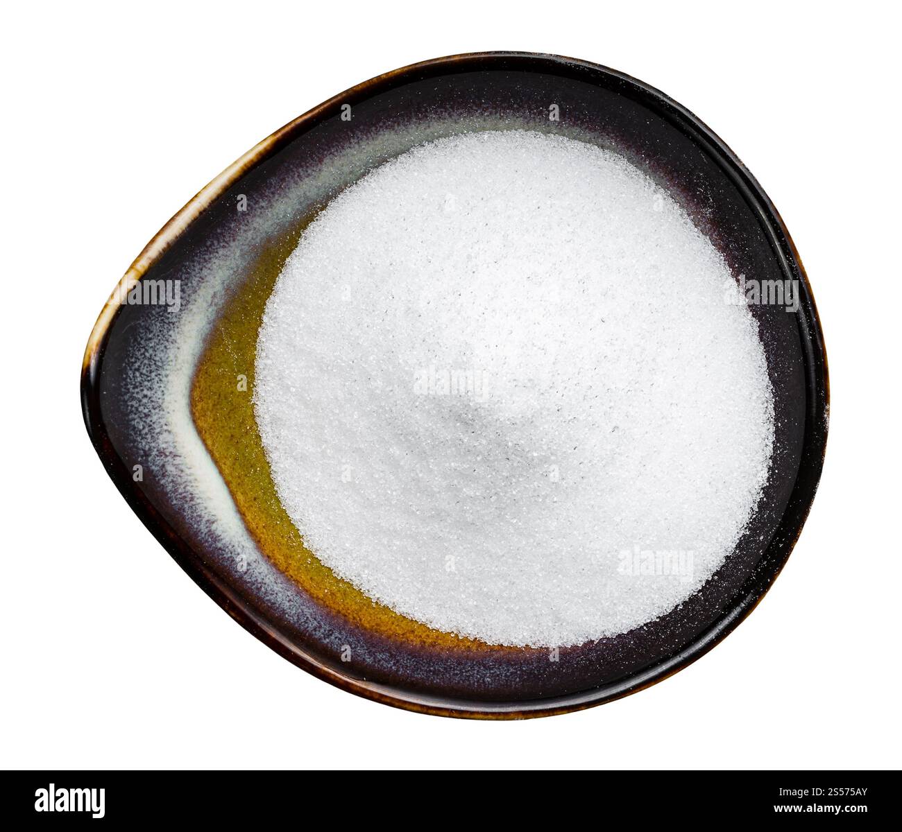 top view of crystalline erythritol sugar substitute in ceramic bowl ...