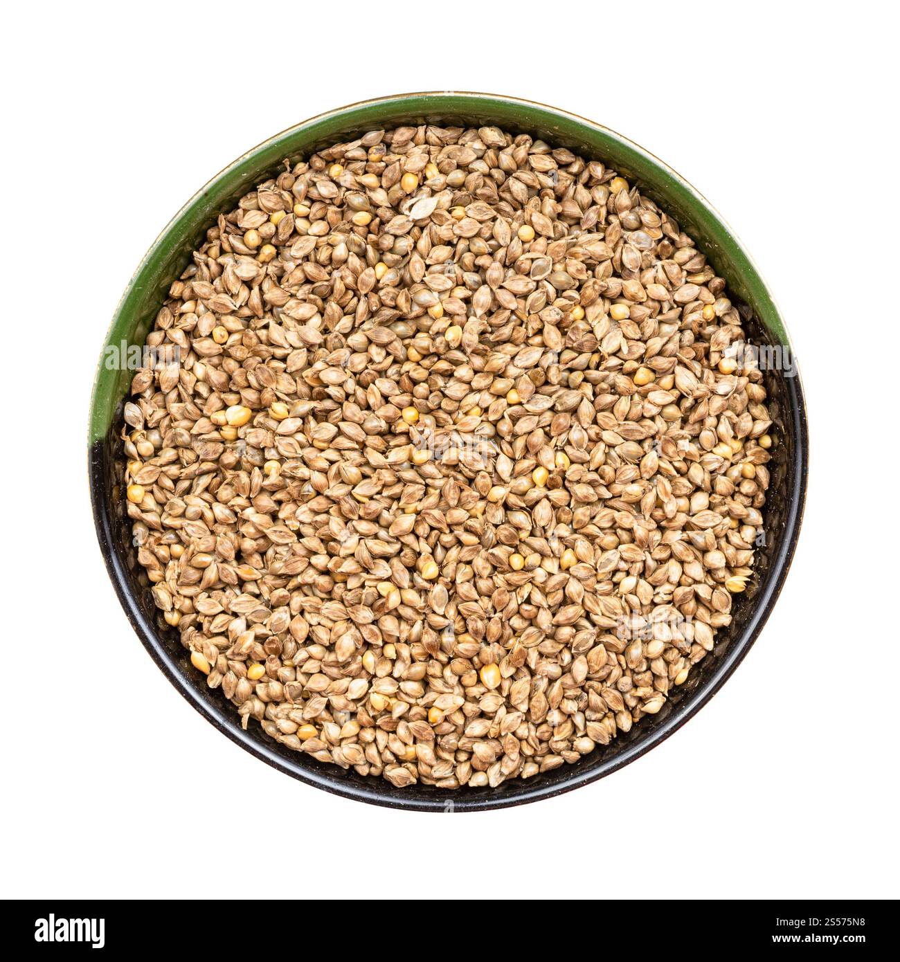 top view of whole-grain barnyard millet seeds seeds in round bowl ...