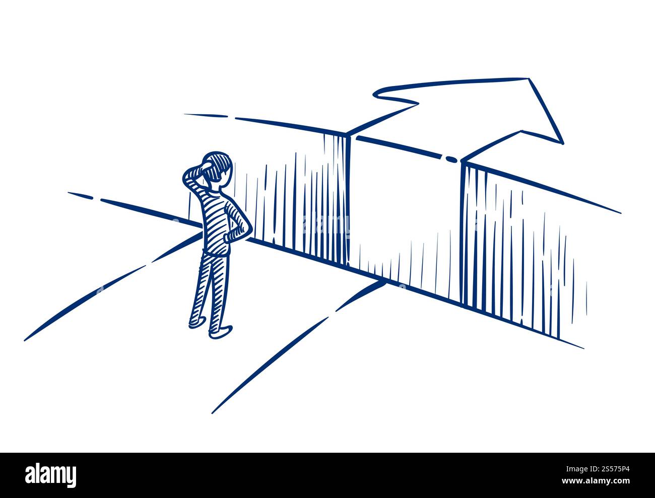Business challenge concept. Businessman overcomes obstacle chasm on way ...