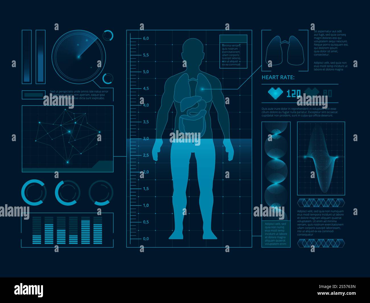 Futuristic medical symbols of scan for web interface. Visualization of ...