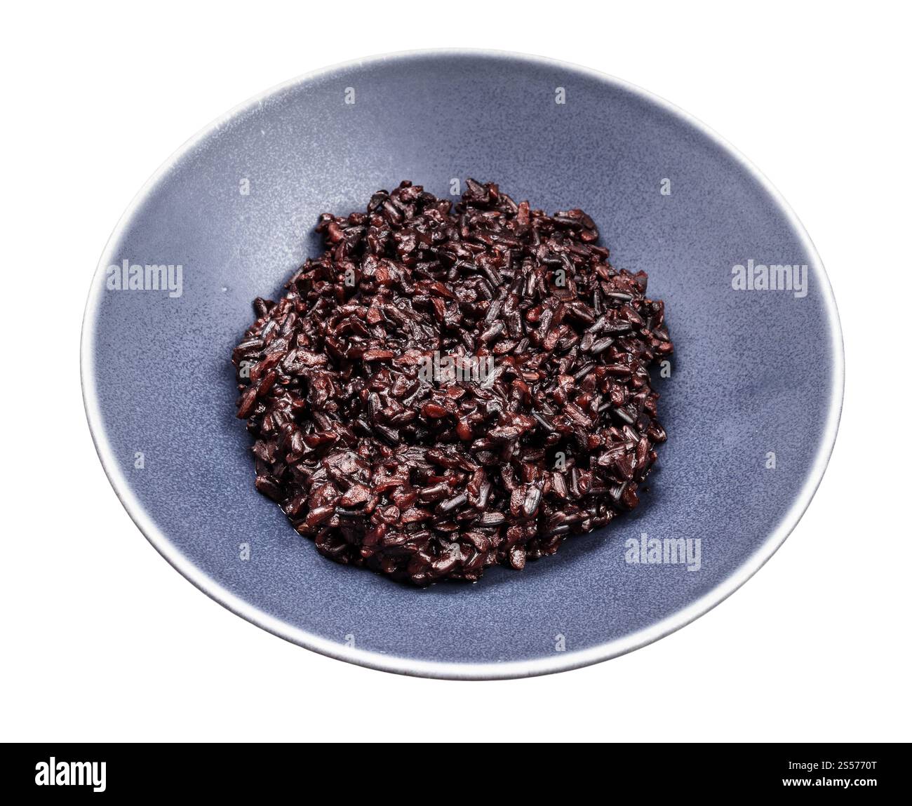 boiled black rice in gray bowl isolated on white background Stock Photo ...