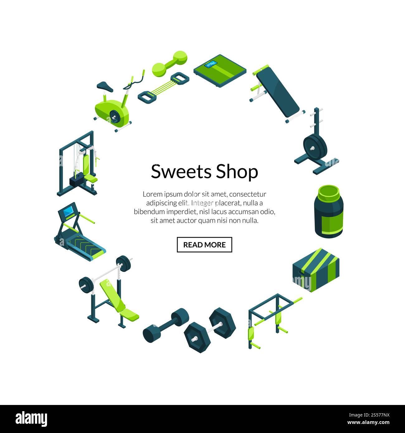 Vector isometric gym objects horizontal web banners illustration ...