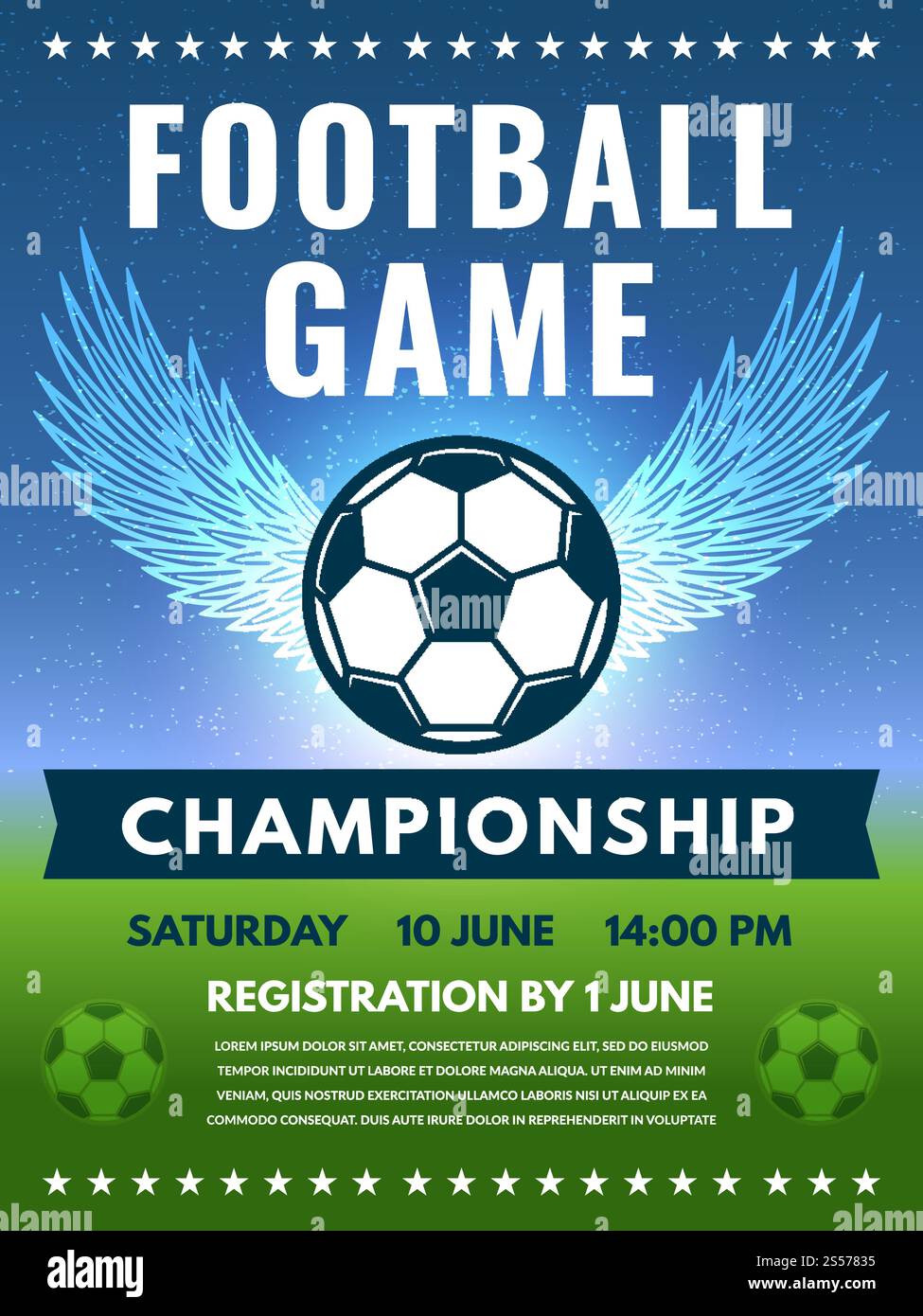 Design template of football poster with place for your text. Vector ...