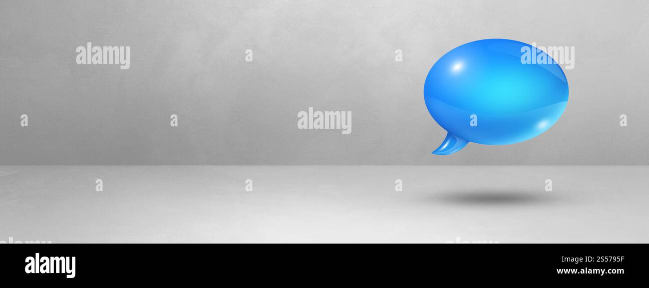 3D blue speech bubble isolated on white banner background. Blue speech ...