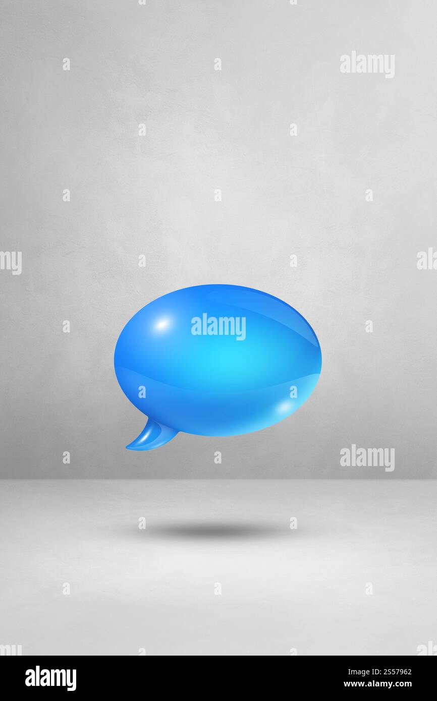 3D blue speech bubble isolated on white vertical background. Blue ...