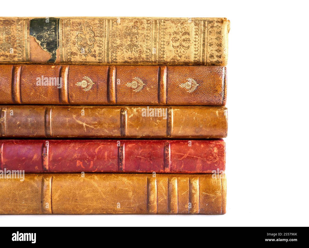 Stack of old books isolated on white background. Stack of old books on ...
