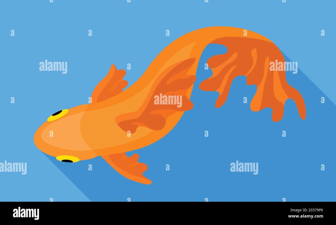 Top view gold fish icon. Flat illustration of top view gold fish vector ...