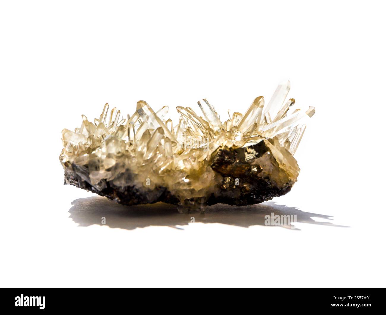 Quartz gemstone isolated on a white background. Quartz gemstone on a ...