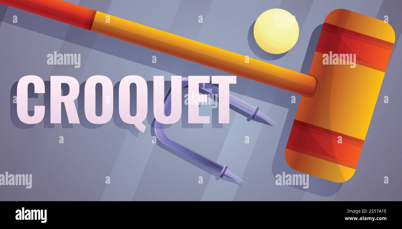 Croquet concept banner. Cartoon illustration of croquet vector concept ...