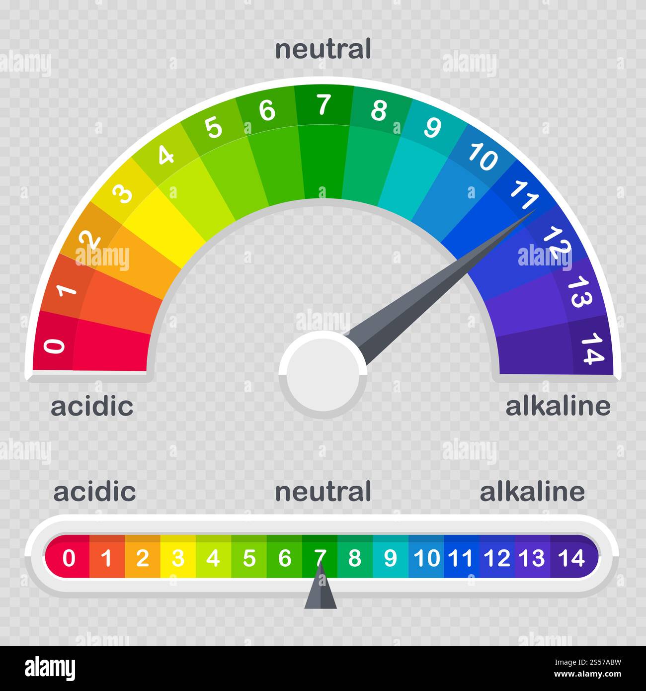 pH value scale meter for acid and alkaline solutions vector isolated on ...