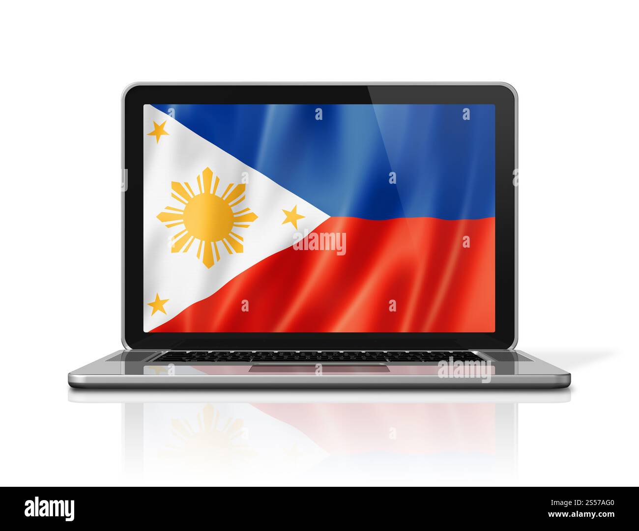 Philippines flag on laptop screen isolated on white. 3D illustration ...