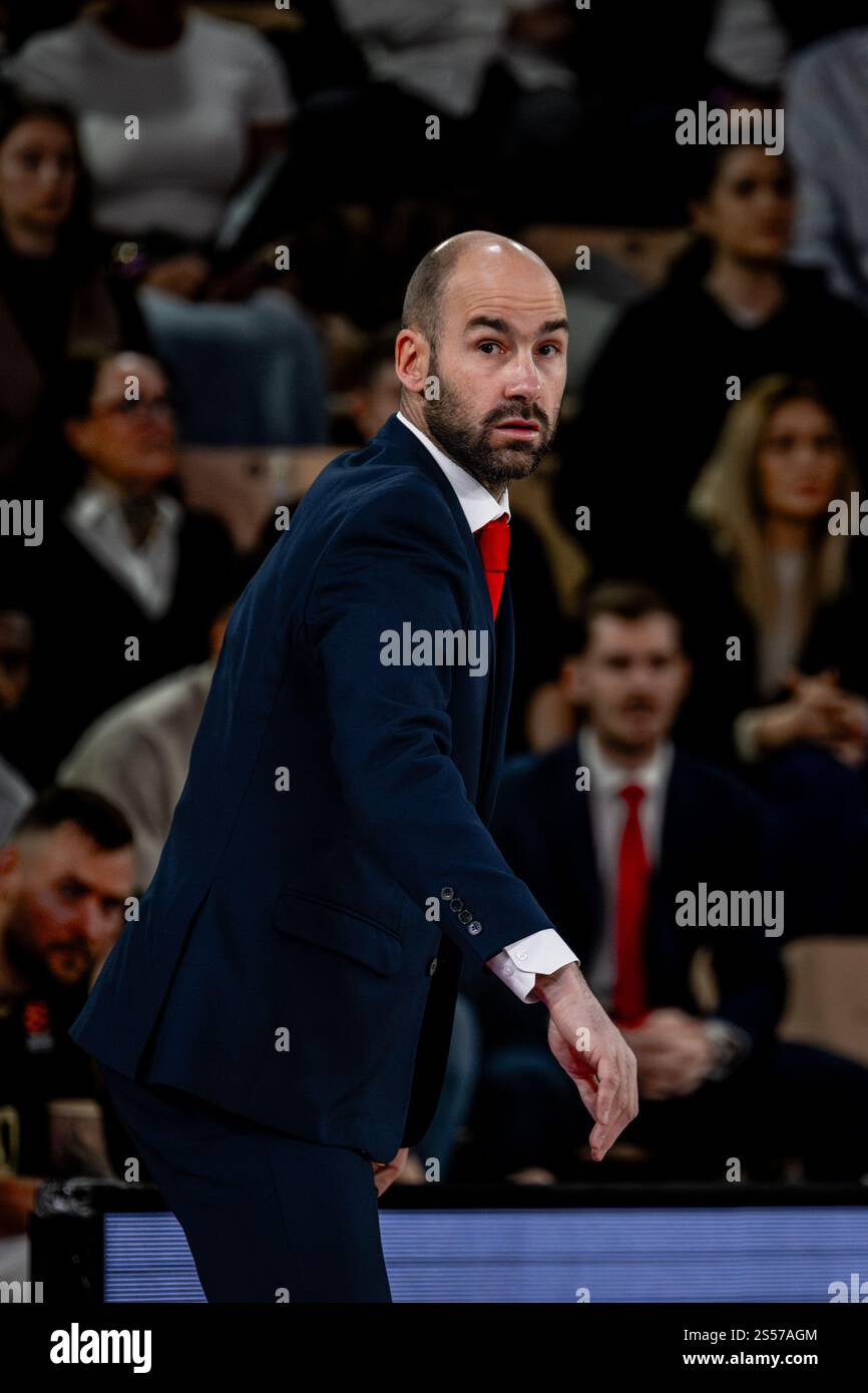 Monaco coach Vassilis Spanoulis is seen during the Turkish Airlines ...