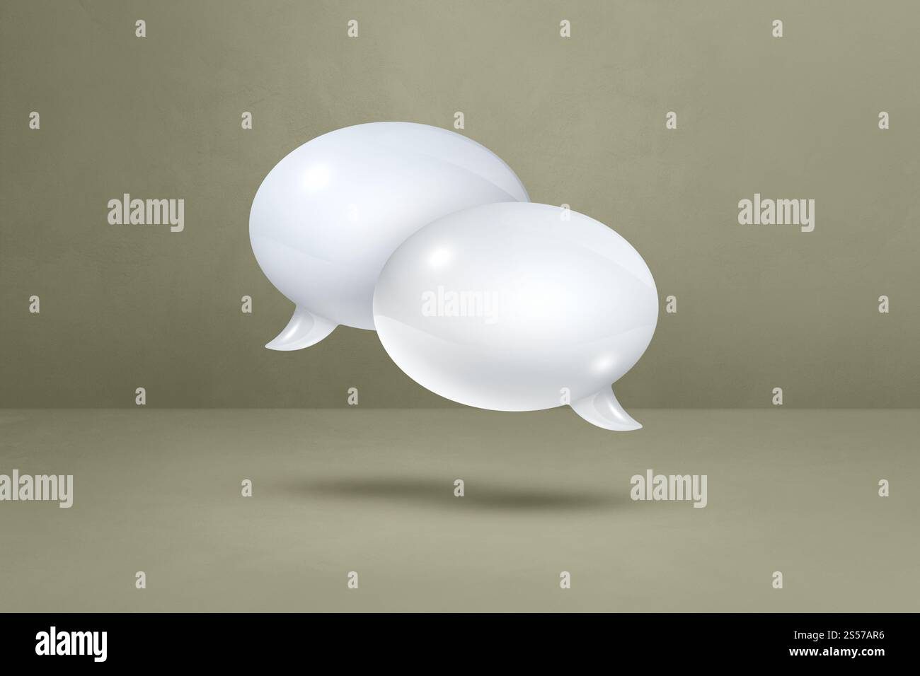 3D white speech bubbles isolated on grey background. White speech ...