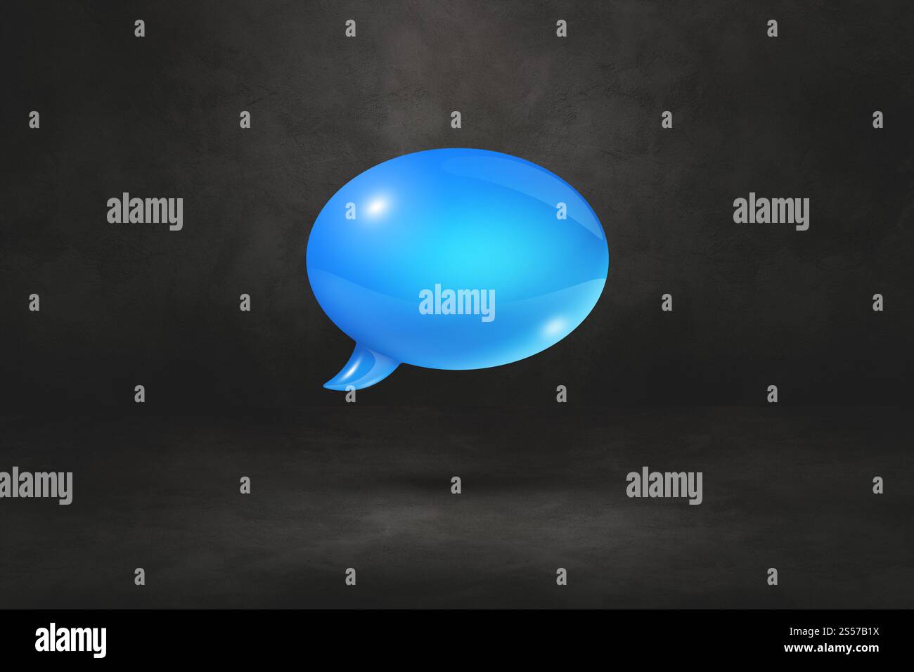 3D blue speech bubble isolated on black background. Blue speech bubble ...
