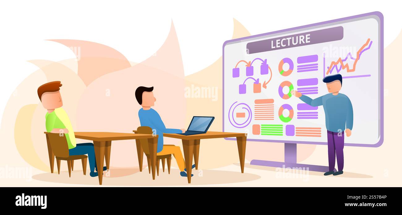 Lecture class concept banner. Cartoon illustration of lecture class ...