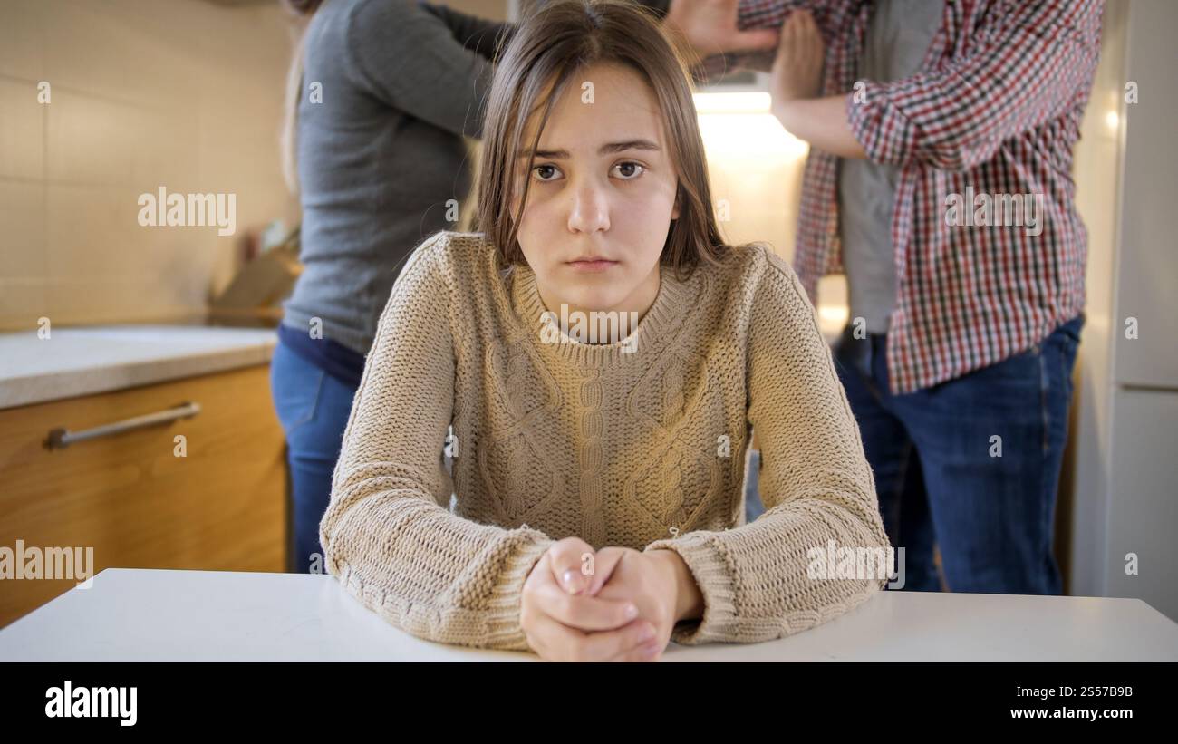 Upset teenage girl got stressed and depressed because or shouting and ...