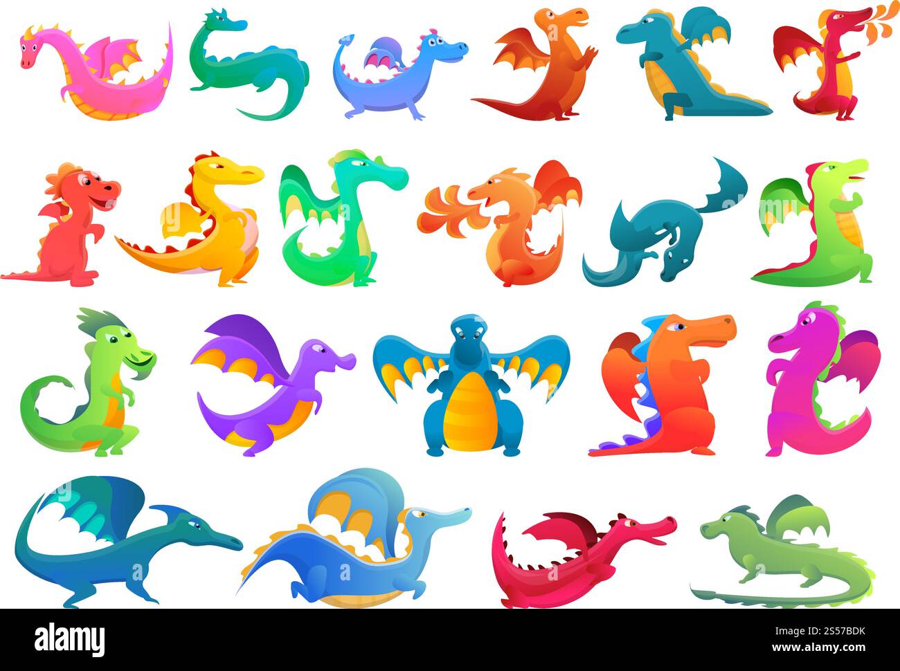 Dragon icons set. Cartoon set of dragon vector icons for web design ...