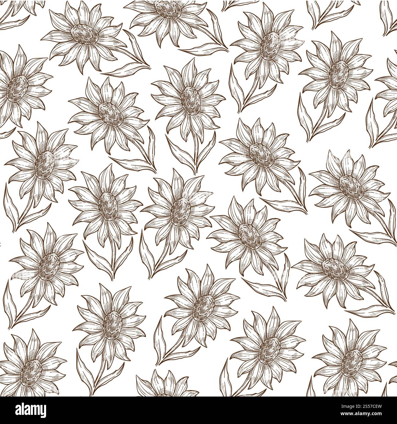 Agriculture and harvesting of sunflower plant seamless pattern ...