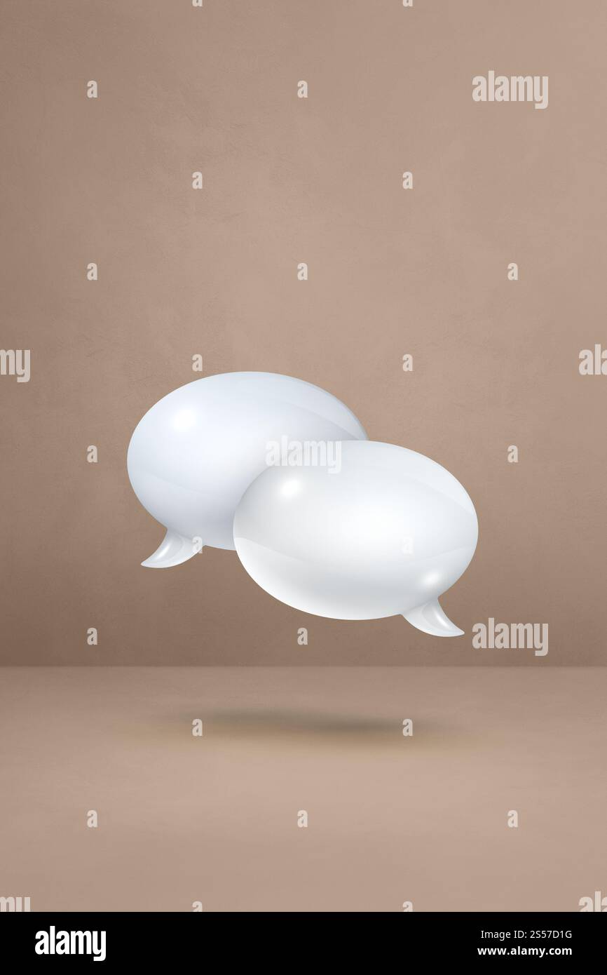 3D white speech bubbles isolated on beige vertical background. White ...