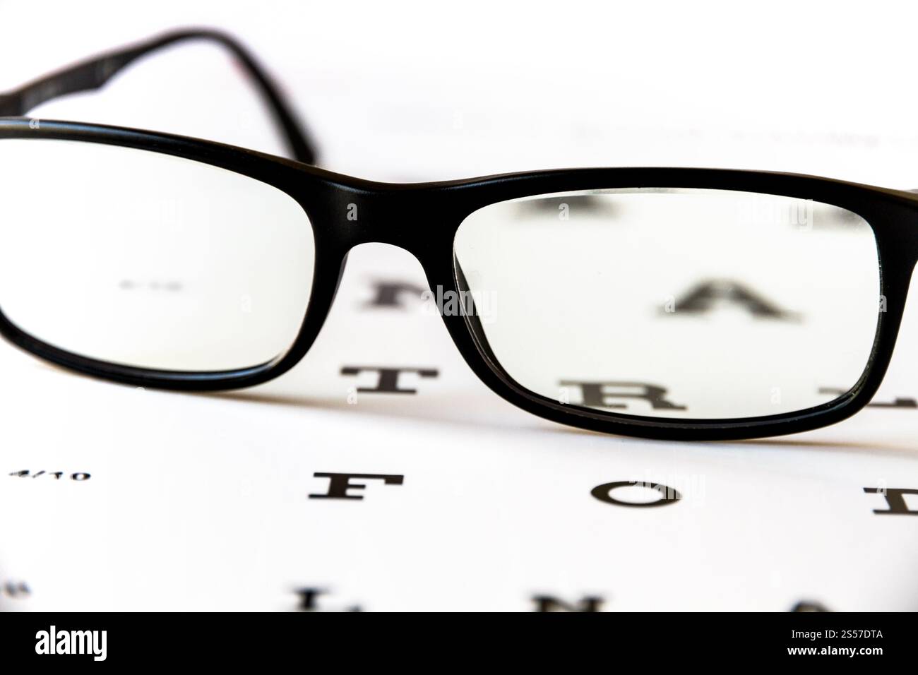 Glasses on eye chart. Optical device background. Glasses on eye chart ...