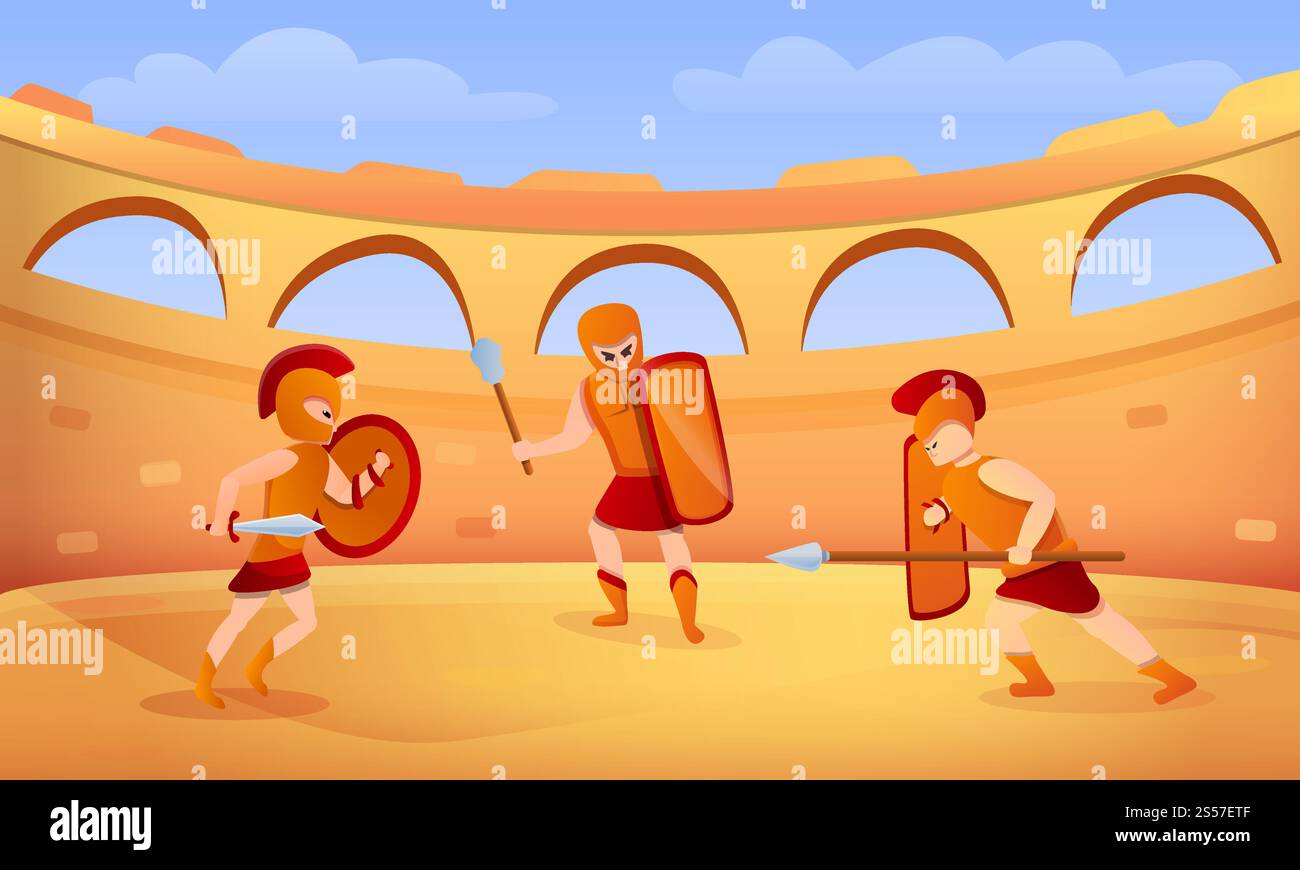 Gladiator concept banner. Cartoon illustration of gladiator vector ...