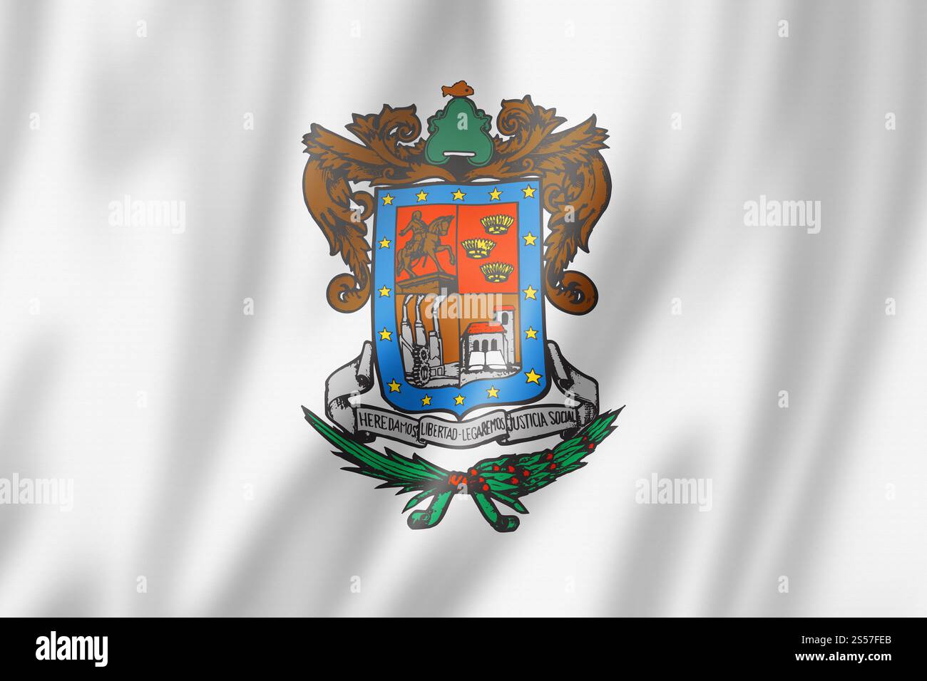 Michoacan state flag, Mexico waving banner collection. 3D illustration ...