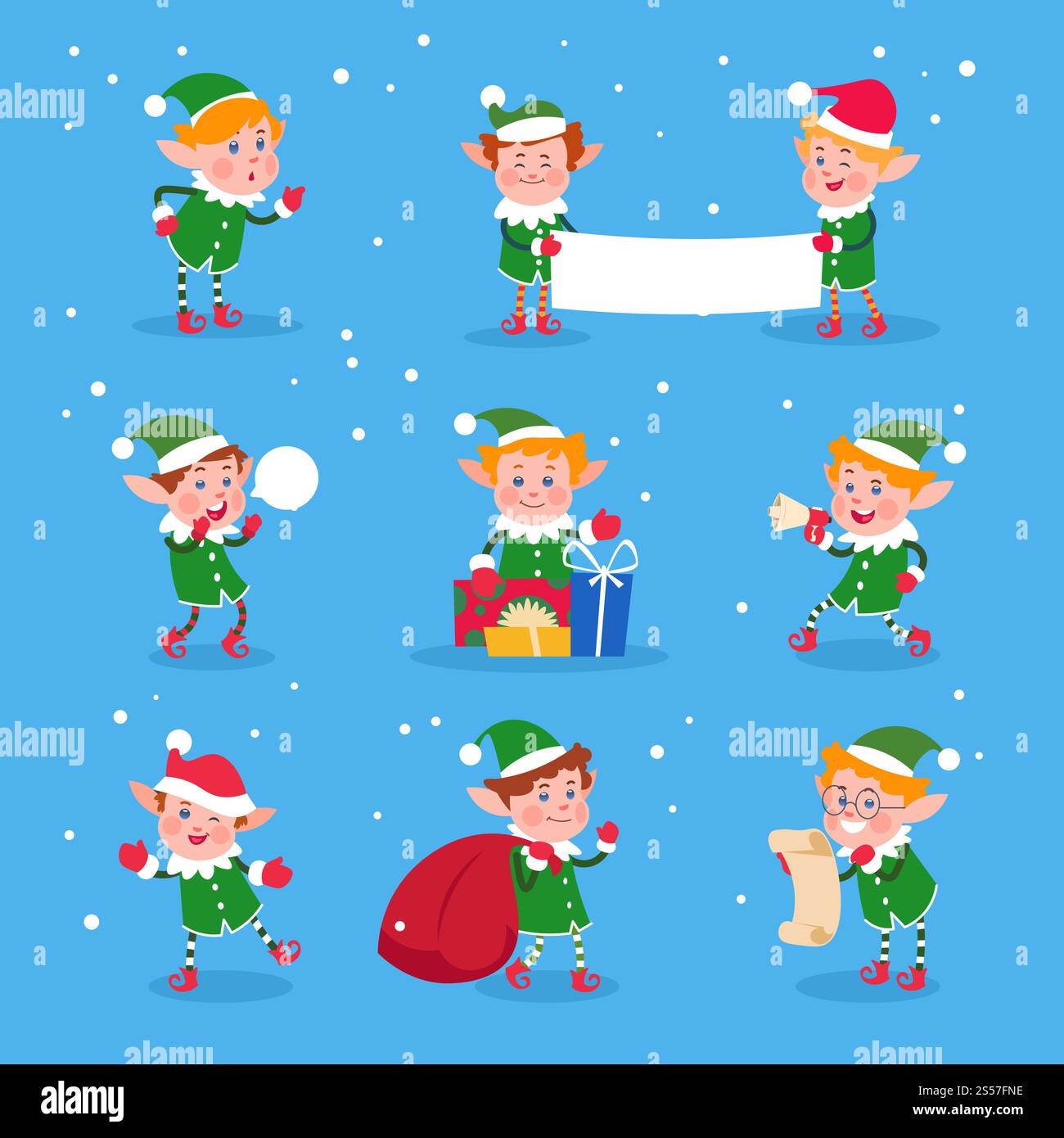Christmas elf. Baby elves santa claus helpers. Funny winter dwarf ...