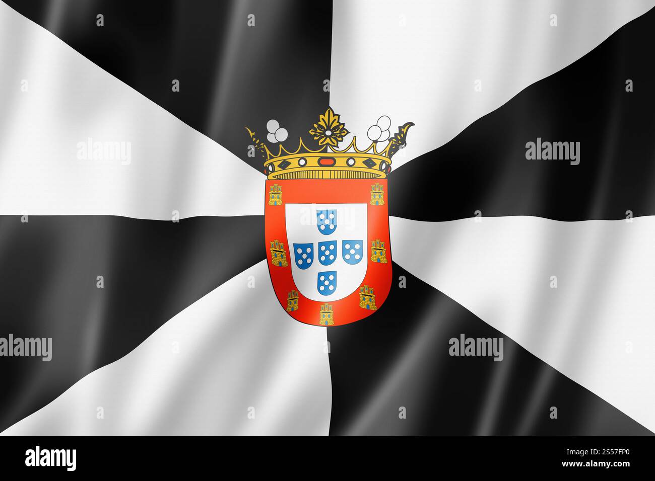 Ceuta province flag, Spain waving banner collection. 3D illustration ...