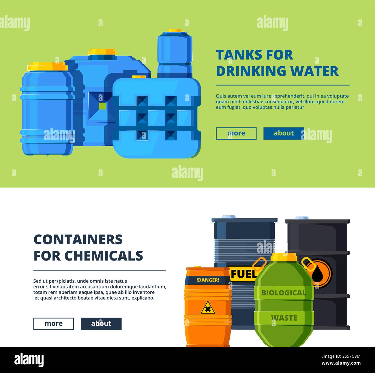 Banners with barrels. Various horizontal banners template with ...
