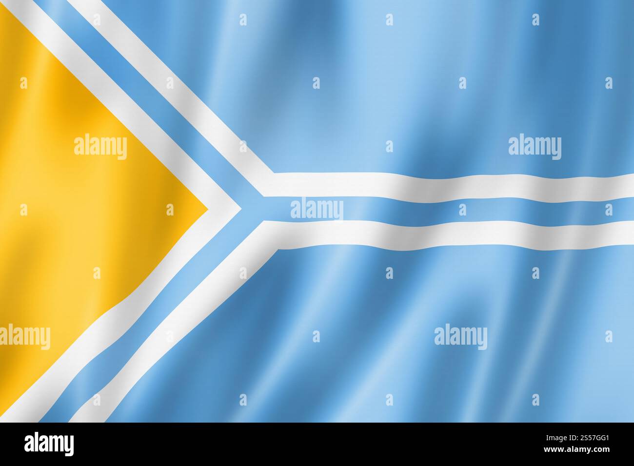 Tuva state - Republic - flag, Russia waving banner collection. 3D ...