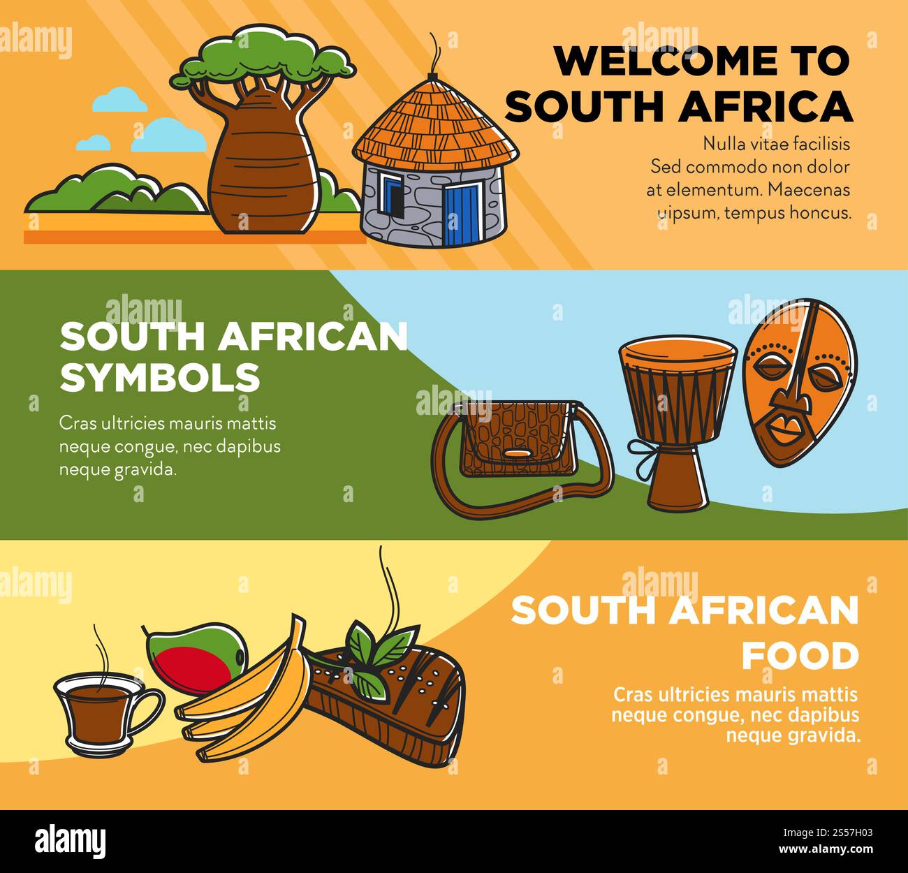 Welcome to South Africa promotional travel agency posters set. Wild ...