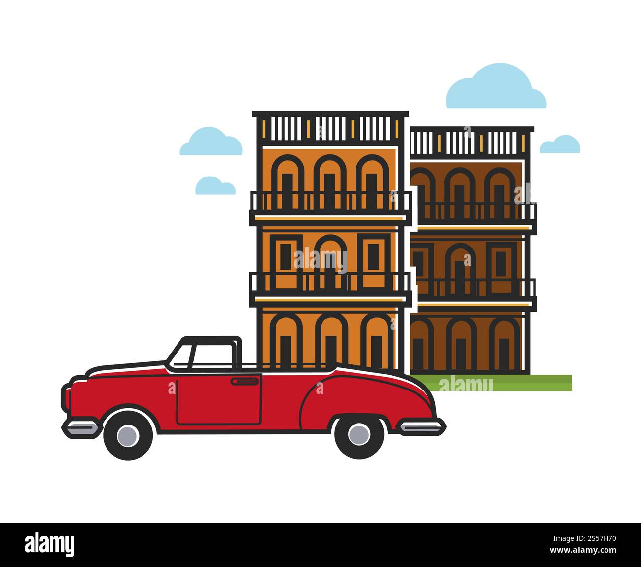 Cuba travel destination and famous culture landmark symbols. Vector ...