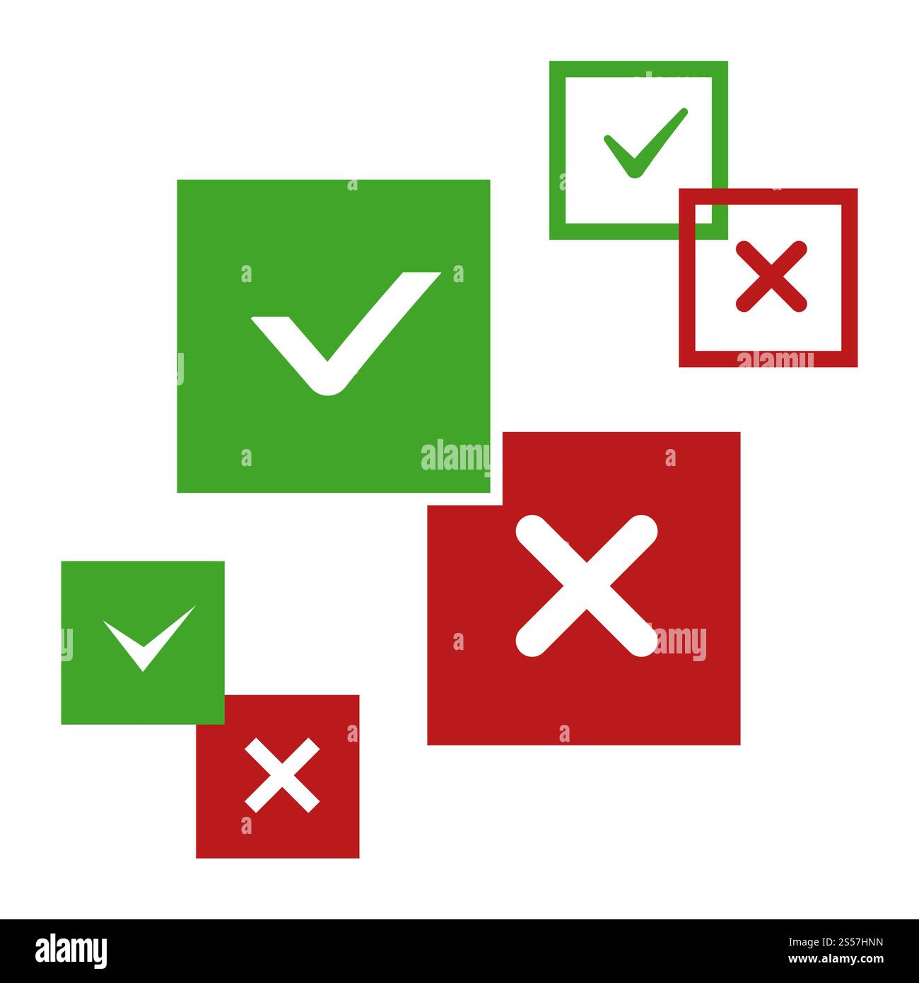 Yes and no, positive and negative vector icons isolated on white ...
