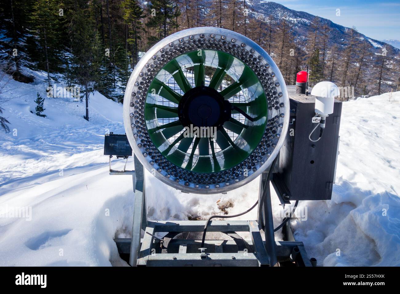 Snow gun in a winter ski resort. Snow gun in a ski resort Stock Photo ...