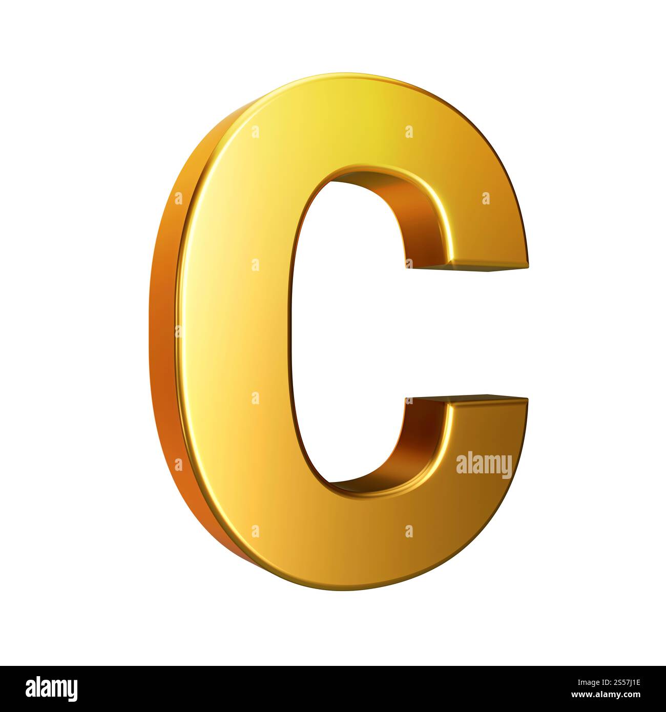 Golden font. Alphabet letter C isolated on a white background with ...