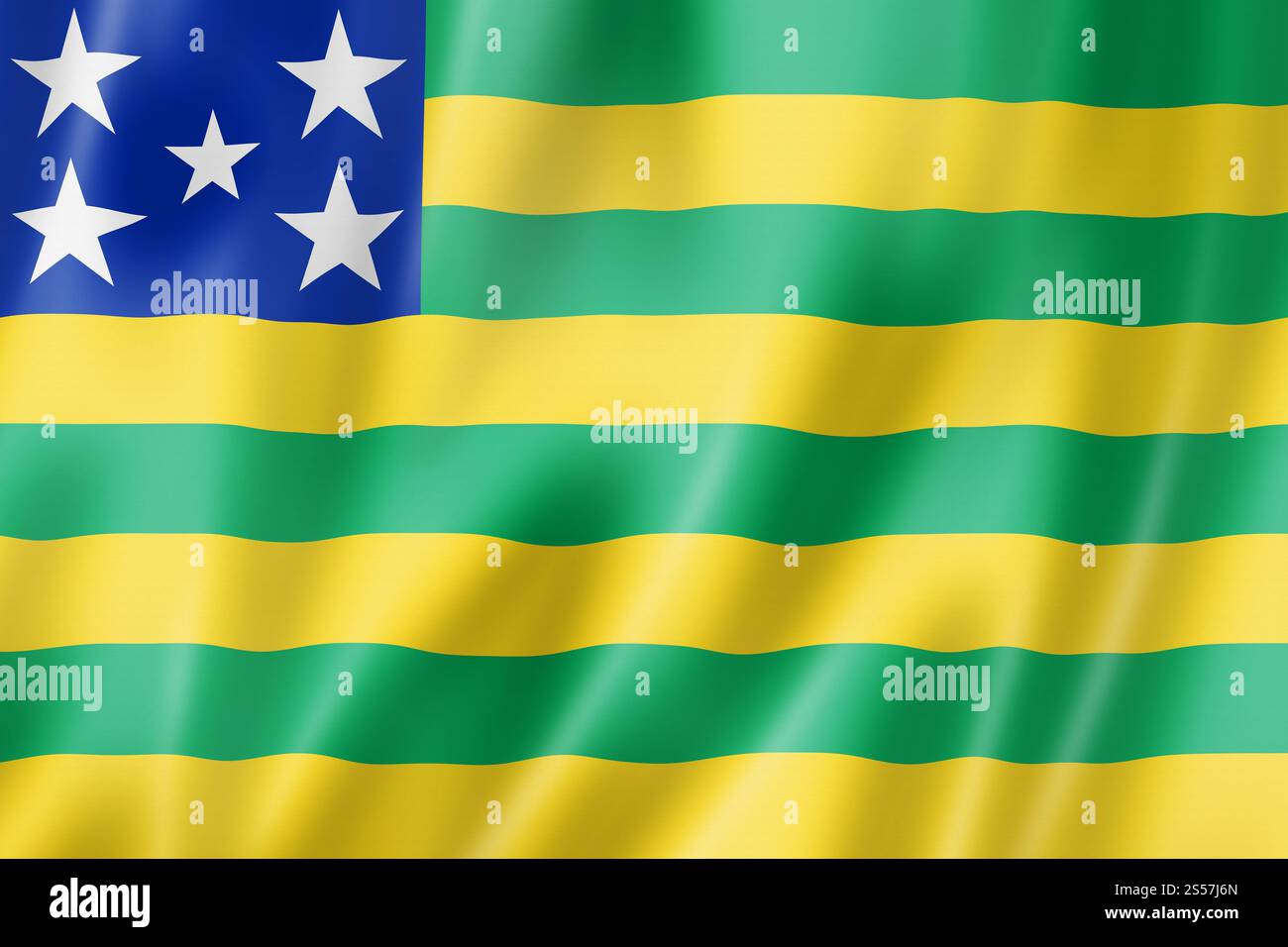 Goias state flag, Brazil waving banner collection. 3D illustration ...