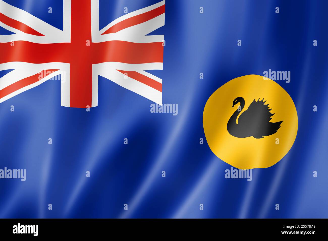 Western Australian state flag, Australia waving banner collection. 3D ...