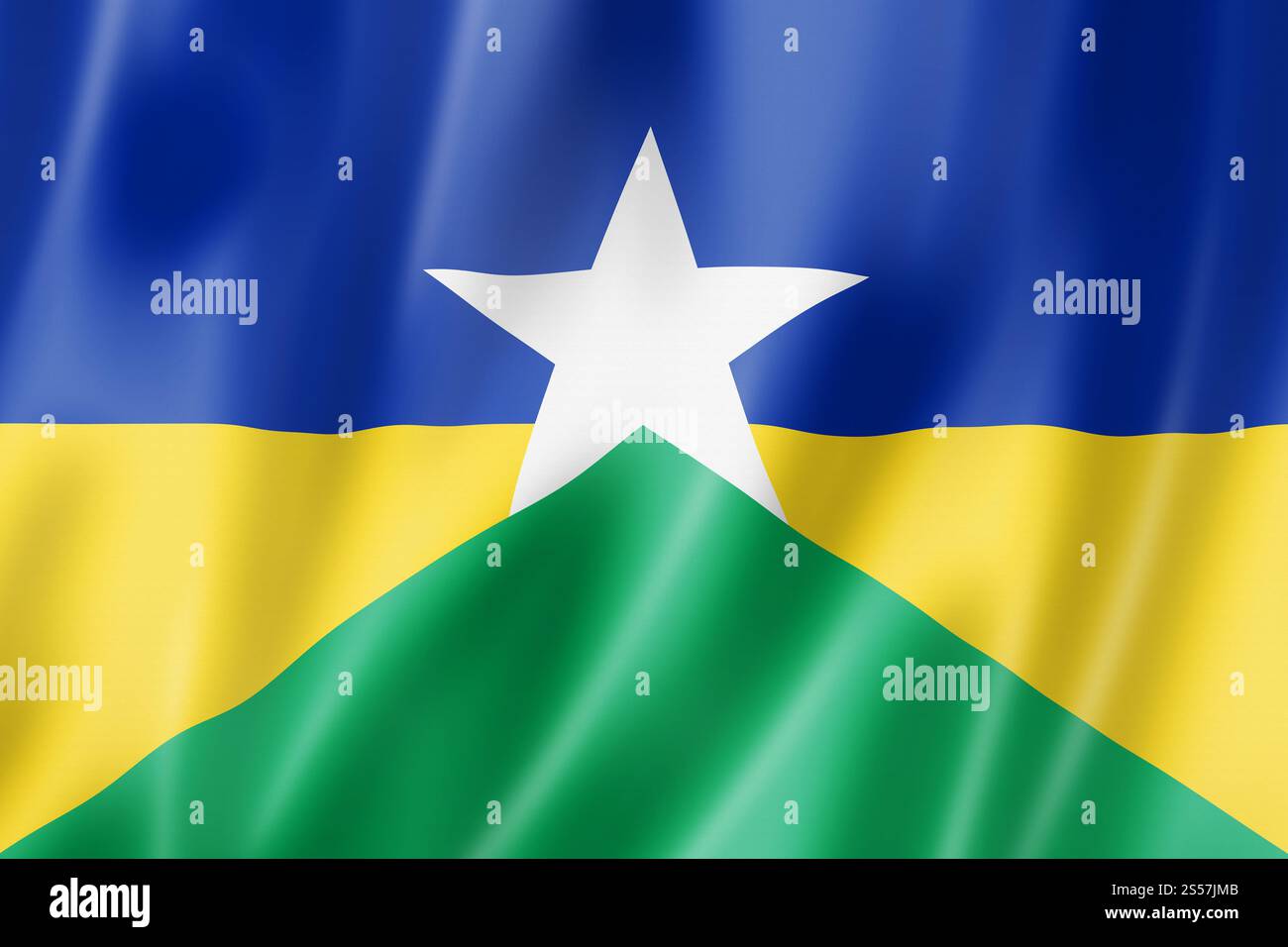 Rondonia state flag, Brazil waving banner collection. 3D illustration ...