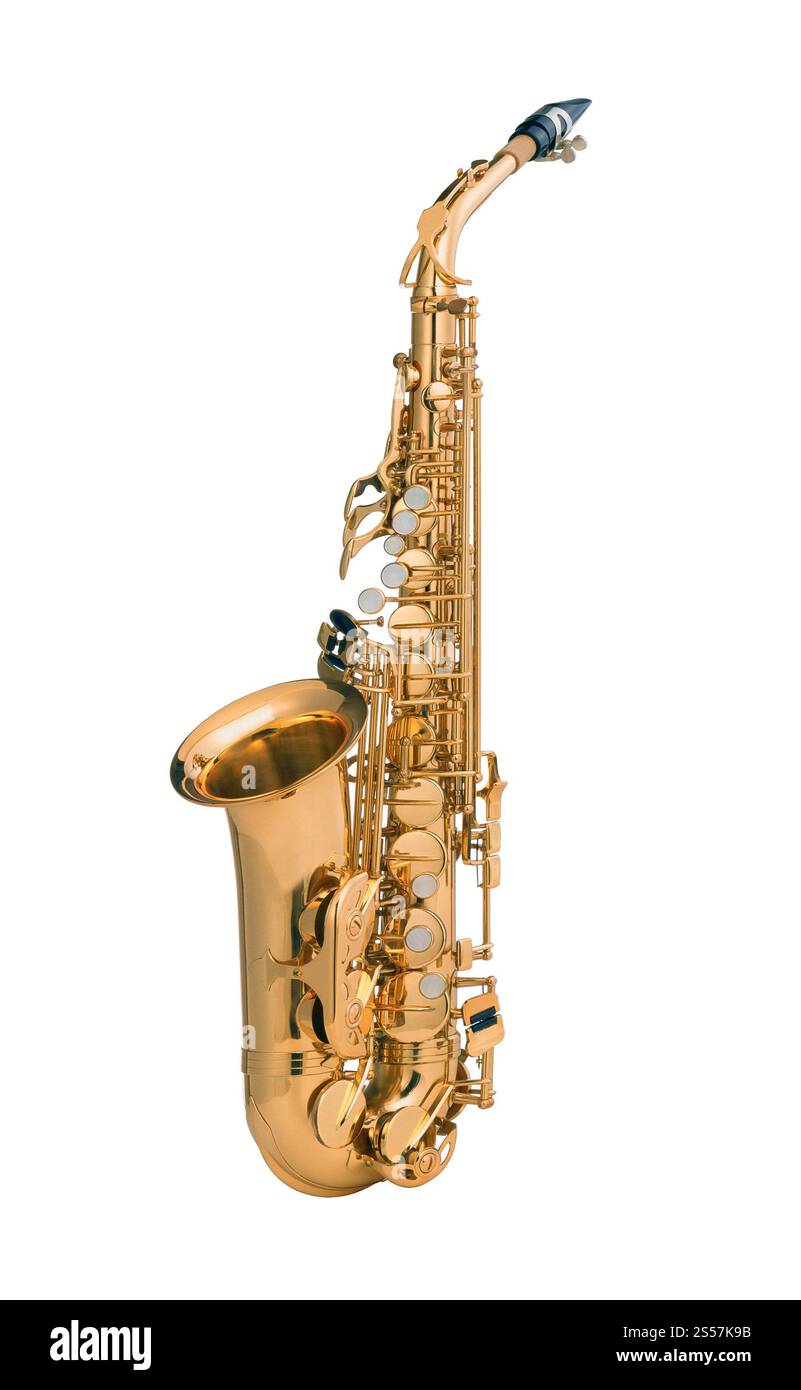 Tenor sax golden saxophone isolated on white background. Tenor sax ...