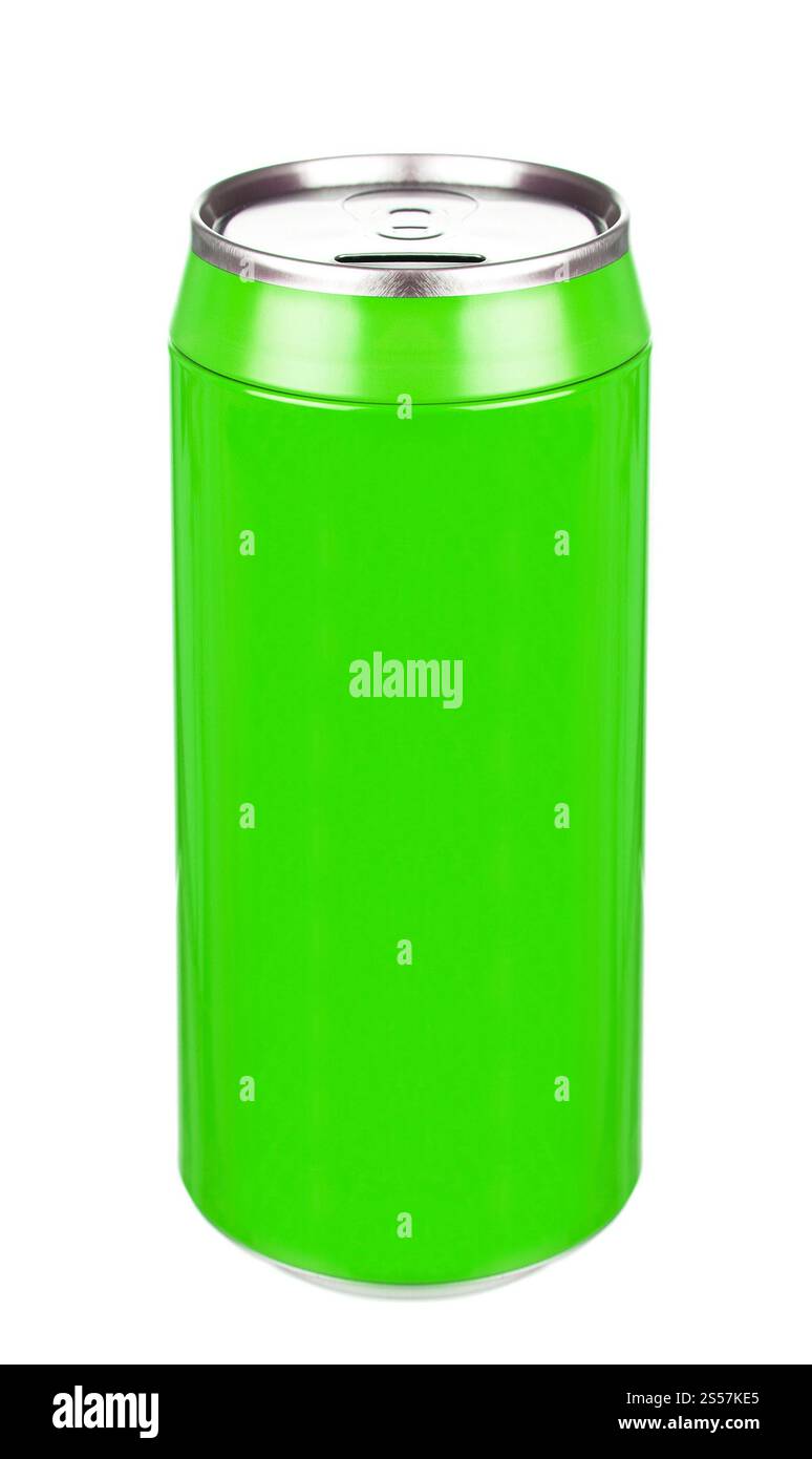 Aluminum green soda can isolated on white background. Aluminum green ...